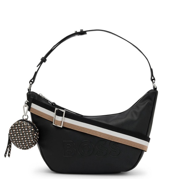 Boss | Bags | Boss Addison Bag Black Faux Leather Shouldercrossbody Bag ...